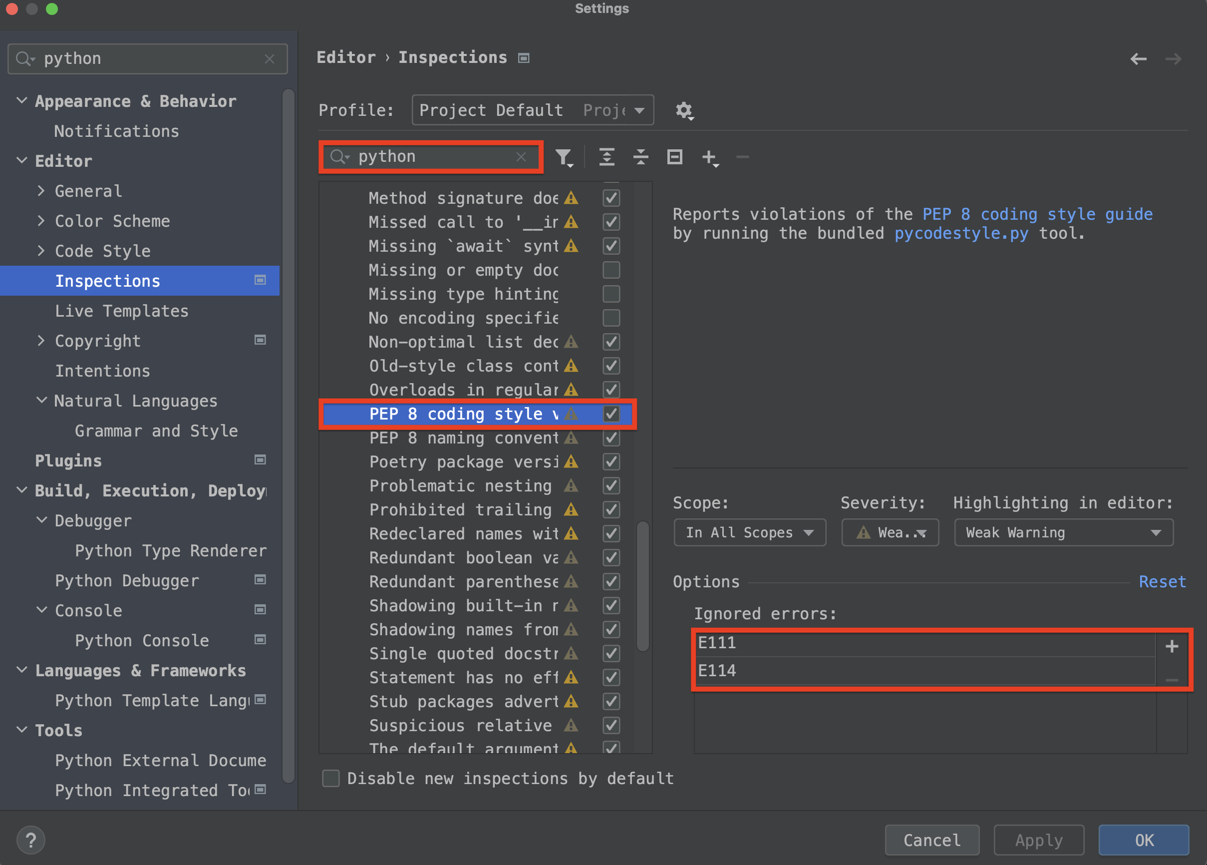 【IDEA】Python Code Style インデントをスペース2 に設定する