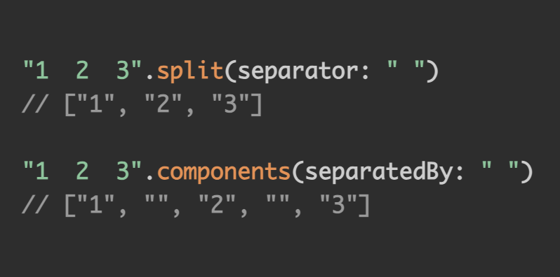 【Swift】split(separator: ) vs components(separatedBy:)